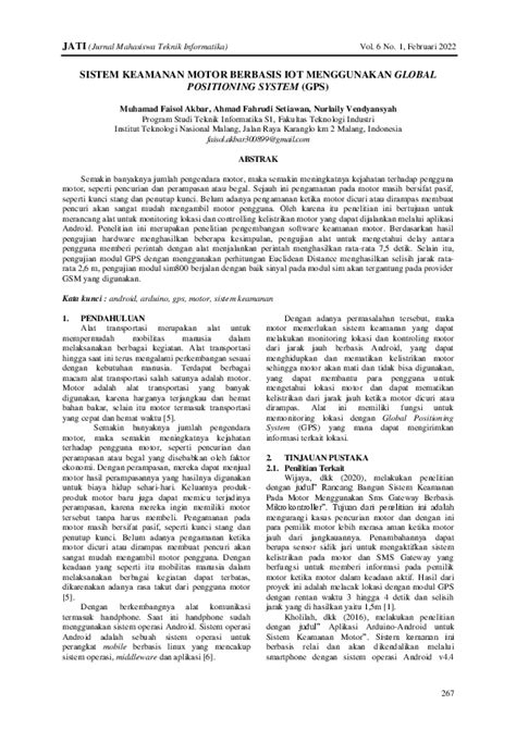 Pdf Sistem Keamanan Motor Berbasis Iot Menggunakan Global Positioning System Gps