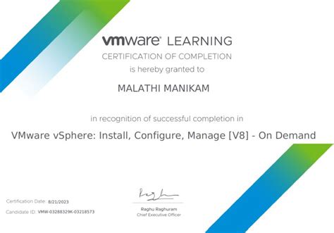 malathi manikam on linkedin successfully completed vmware vsphere