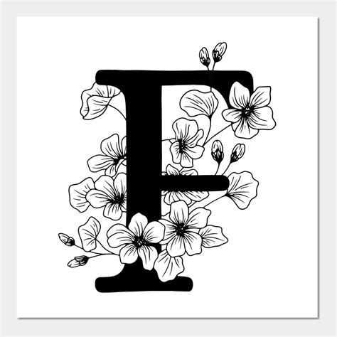 F Botanical Monogram Wall Art Print