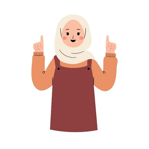 Premium Vector Muslim Woman With Pointing Finger