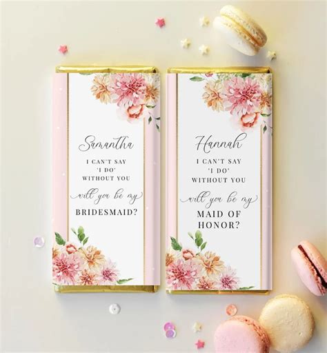 Bridesmaid Proposal Chocolate Wrapper Label Will You Be My Bridesmaid