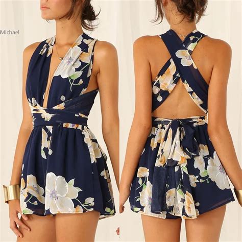 Fanala Romper Playsuit Women Sexy Chiffon Sleeveless V Neck Cross Bandage Rompers Women Jumpsuit