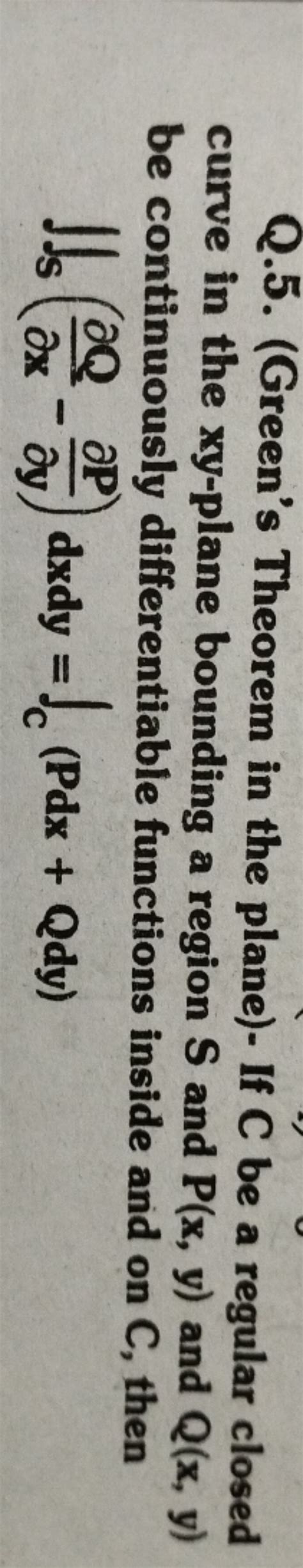 q 5 green s theorem in the plane if c be a regular closed curve in th