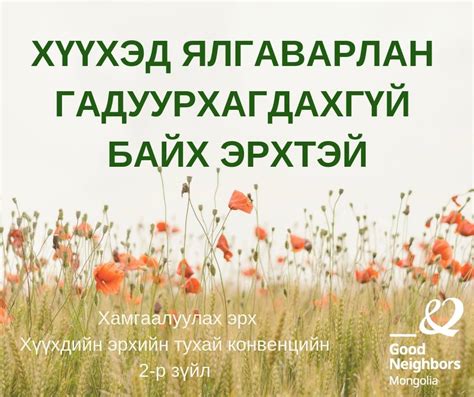 💡💡💡ХҮҮХДИЙН ЭРХИЙН ТУХАЙ Good Neighbors Mongolia