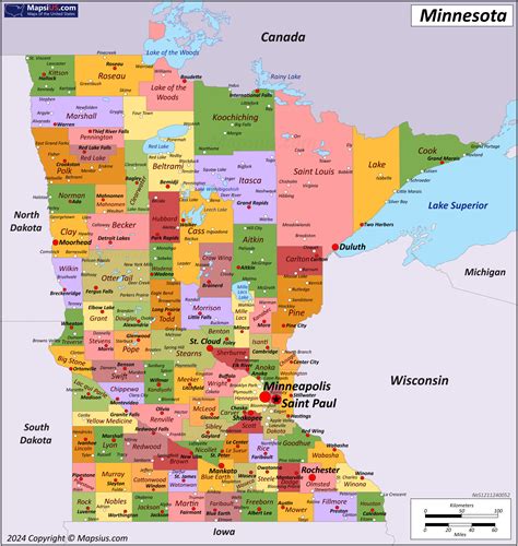 Map Of Minnesota State Usa