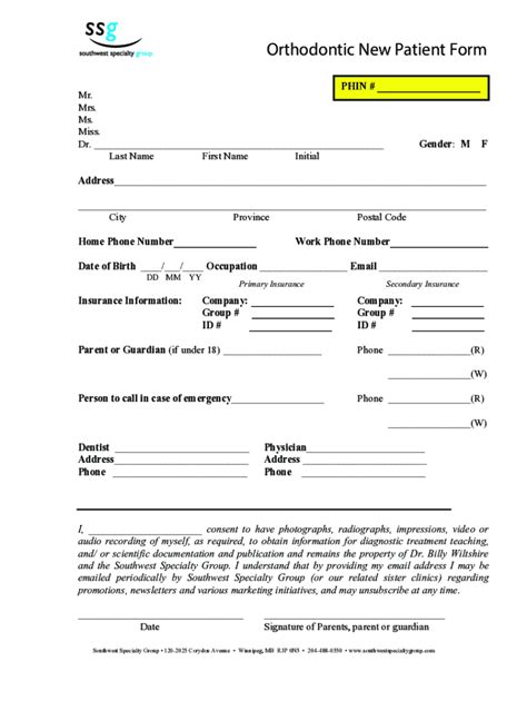 Fillable Online Orthodontic New Patient Form Fax Email Print PdfFiller
