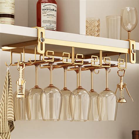 Mercer41 Orlidia Hanging Wine Glass Rack In Gold Wayfair