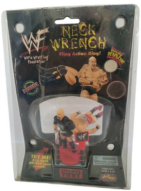 1999 Wwf Just Toys Micro Bend Ems Neck Wrench Fling Action Ring Stone