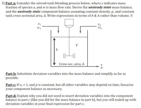 Solved 3 Part A Consider The Stirred Tank Blending Process