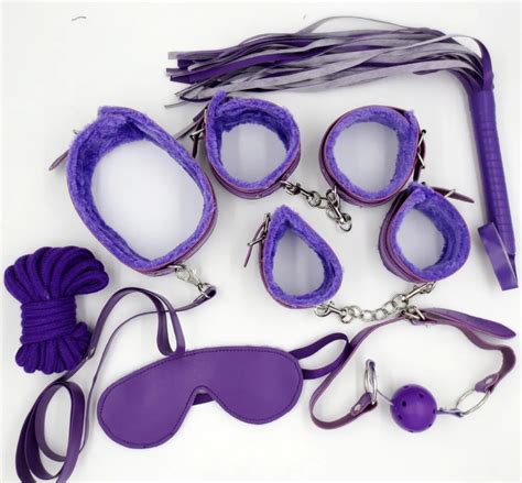 Buy 7pcs Kit Purple Pu Leather Bondage Set Adult Bed