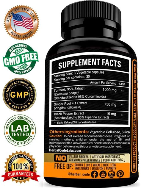 Suplemento De Cúrcuma Y Jengibre Extrafuerte 1750 Mg Extracto De