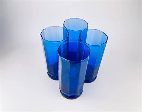 Vintage Cobalt Blue Anchor Hocking Tall Drinking Glasses Set Of Six 4