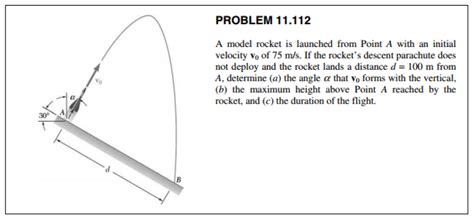 Solved A Model Rocket Is Launched From Point A With An