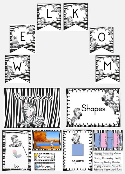 Zebra Classroom Package Zebra Klaskamer Pakket · Dazziling School Decor