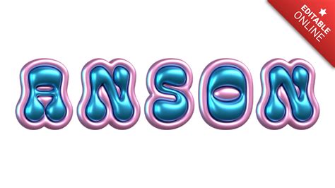 Anson 3d Bubble Metallic Font Text Effect Generator
