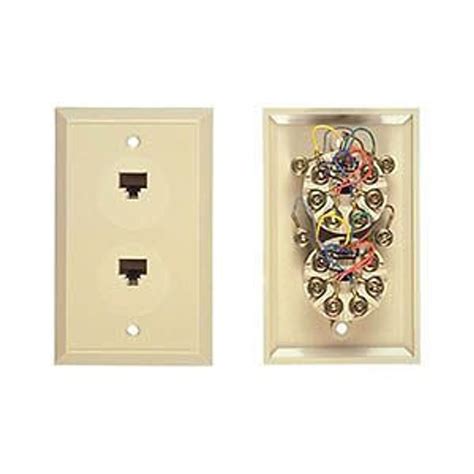 Phone Wall Jack 4 Conductor Flush Mount Duplex Ivory Allen Tel