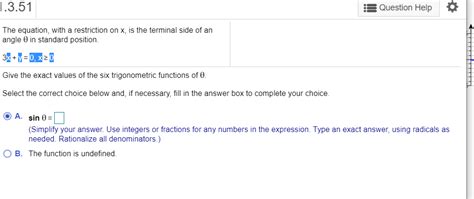 Solved Then Find The Values Of The Six Trigonometric