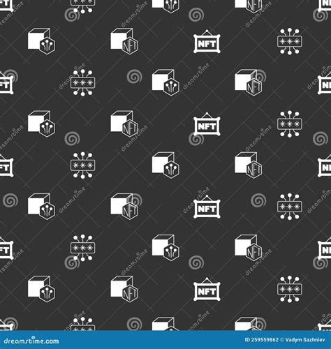 set nft digital crypto art cyber security and on seamless pattern