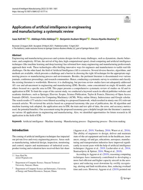 Applications Of Artificial Intelligence In Engineering Pdf Machine Learning Artificial