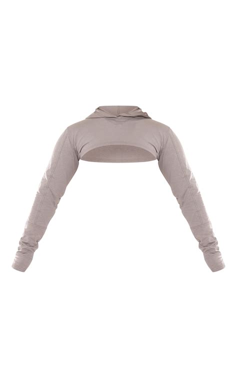 Plt Shape Charcoal Cotton Extreme Cropped Hoodie Shape