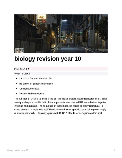 Bio Year 10 Notes Biology Revision Year 10 Heredity What Is Dna