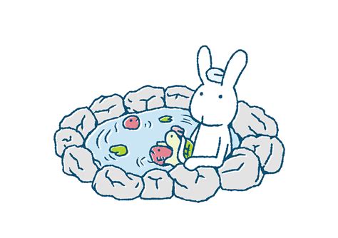 池を風呂にするゆるいウサギとカメ—イラストエッセイのaieku