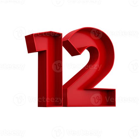 3d Illustration von rot Nummer 12 oder zwölf innere Schatten 22892272 PNG