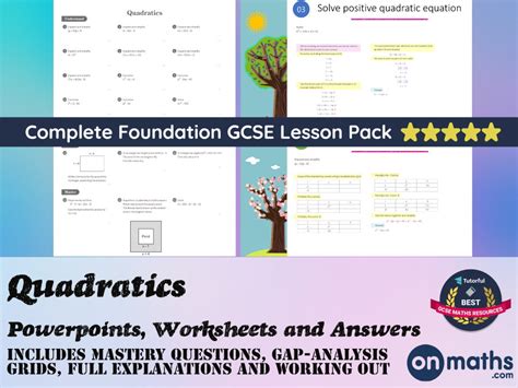 Quadratics Powerpoints Worksheets Answers Foundation Gcse Complete Pack Teaching Resources