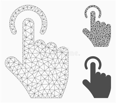 Tap Gesture Vector Mesh Wire Frame Model And Triangle Mosaic Icon Stock Vector Illustration Of
