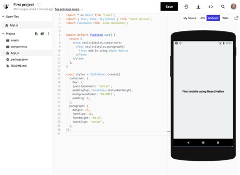 React Native First Project Using Expo Snack Zone Of Development