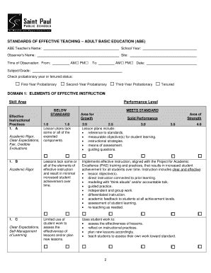 Fillable Online Hr Spps DIRECTIONS FOR USE OF STANDARDS RUBRIC Fax