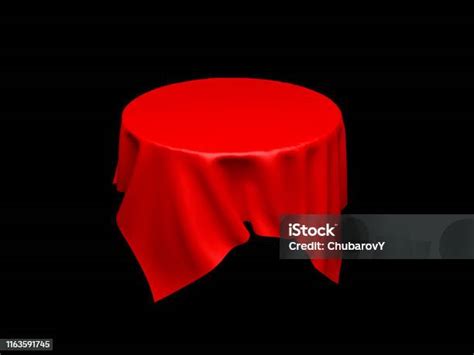 보이지 않는 원형 테이블에 빨간 식탁보 검은 색 배경에 0명에 대한 스톡 사진 및 기타 이미지 0명 3차원 형태 검정색 배경 Istock