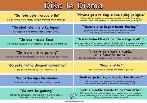Dika Le Diema Idioms And Proverbs In Sepedi Lesedi Education