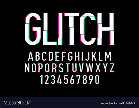 Trendy Style Distorted Glitch Typeface Letters Vector Image
