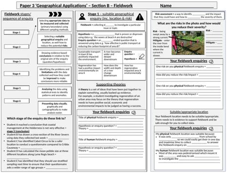 Fieldwork Revision Sheet Aqa Gcse Geography 8035 Teaching Resources