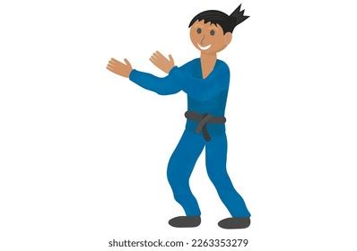 Judoka Stands Fighting Stance Blue Kimono Stock Vector (Royalty Free ...