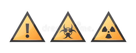 Hazard Icons Vector Yellow Triangle Warning Signs Stock Illustration