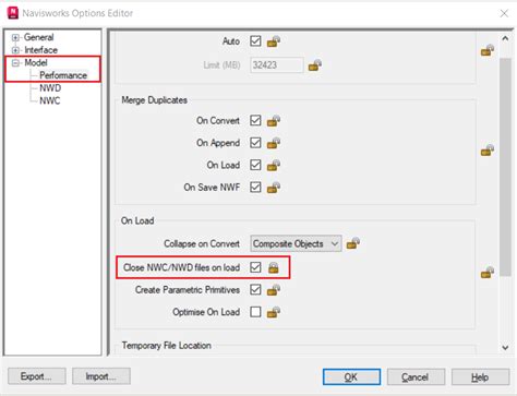 How To Keep Close Nwcnwd Files On Load Option Checked And Locked For Members In Navisworks