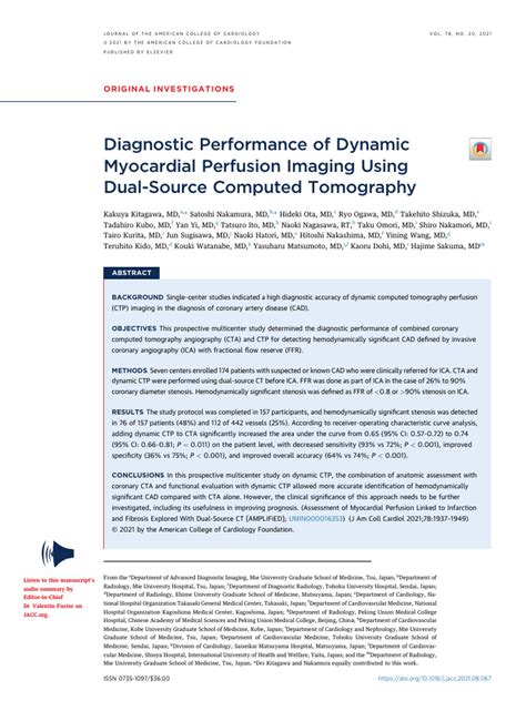Diagnostic Performance Of Dynamic Myocardial Perfusion Imaging With