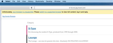 Safari On Macos No Longer Supported Site Feedback Jag Lovers Forums