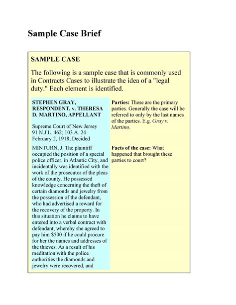 40 Case Brief Examples And Templates ᐅ Templatelab