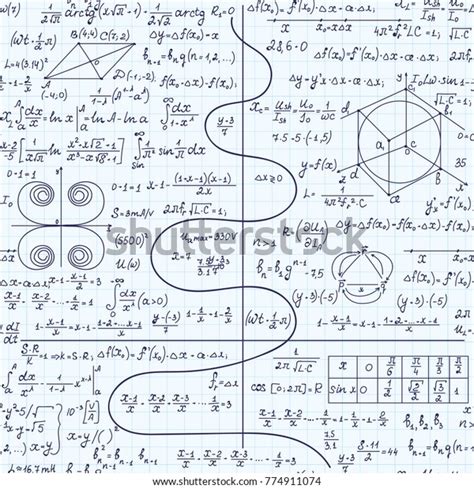 Math Educational Vector Seamless Pattern Formulas Stock Vector Royalty Free 774911074