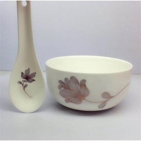 Ceramic Round Printed Soup Set Size Set Of 6 Bowls And 2 Spoons For