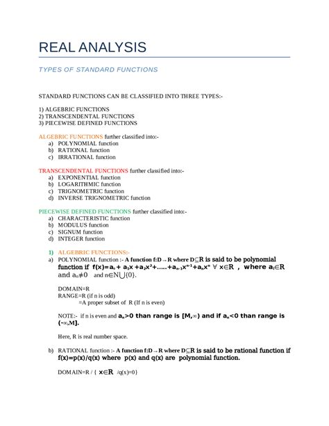 Different Types Of Functions Lecture Notes Mathematics Docsity