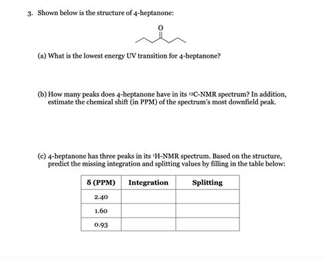 Solved 3 Shown Below Is The Structure Of 4 Heptanone A Chegg