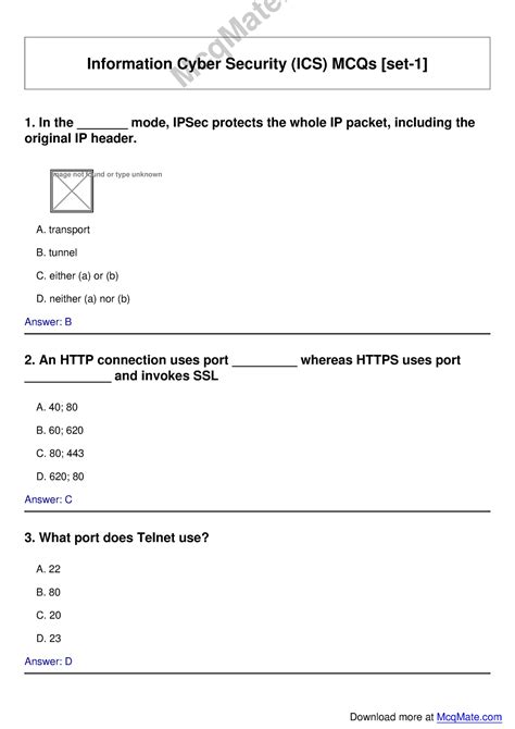 Information Cyber Security Solved Mcqs Set 1 Mcq Mate Information
