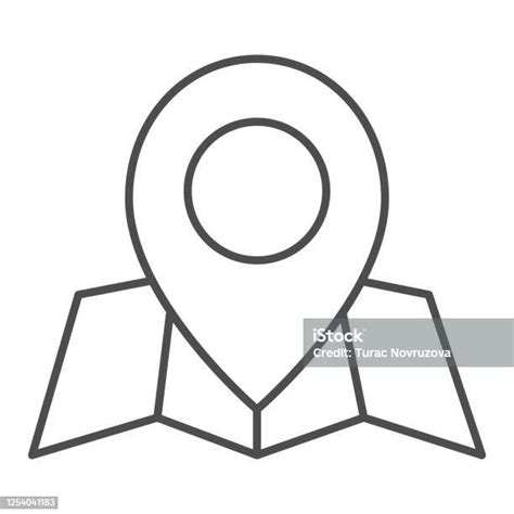 位置標記和地圖細線圖示 製圖概念 地圖與點標記標誌在白色背景 Gps導航線地圖圖示在輪廓樣式的移動和網頁設計向量圖形向量圖形及更多互聯網圖片