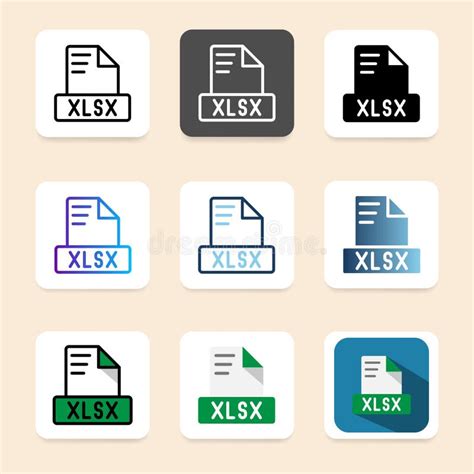 Set Xlsx Document Format File Icons Simple Design For A Responsive
