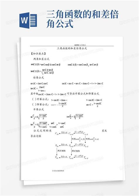 三角函数的和差倍角公式word模板下载编号loxnaper熊猫办公