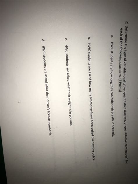solved determine the type of variable qualitative